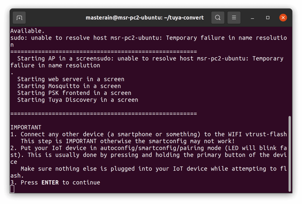 使用tuya-convert为涂鸦智能设备刷入Tasmota固件 - 天雨的博客 - Masterain